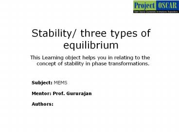 Stability/ three types of equilibrium presentation | free to download