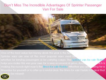 PPT – Don't Miss The Incredible Advantages Of Sprinter Passenger Van ...