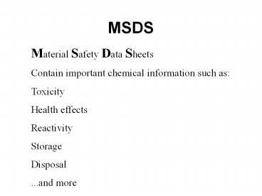 MSDS presentation | free to download