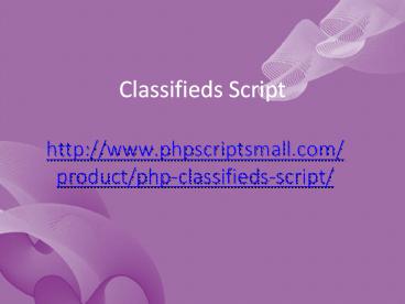 Classifieds Script presentation | free to download