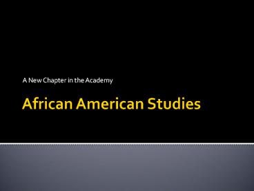 African American Studies presentation | free to view