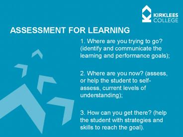ASSESSMENT FOR LEARNING presentation | free to view