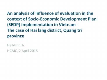 PPT – An analysis of influence of evaluation in the context of Socio ...