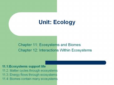 Unit: Ecology presentation | free to download