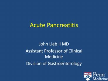 Acute Pancreatitis presentation | free to download