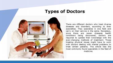 Types of Doctors presentation | free to download