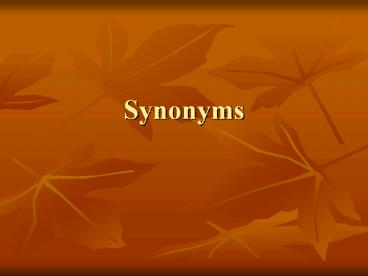 Synonyms presentation | free to download