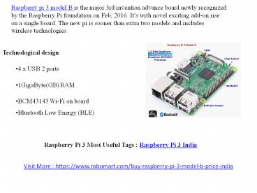 Raspberry Pi 3 Latest PPT - Robomart presentation | free to download