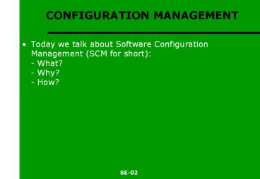 CONFIGURATION MANAGEMENT presentation | free to view