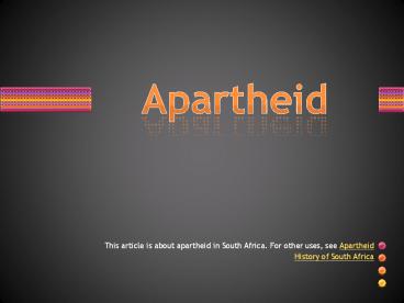 PPT – APARTHEID PowerPoint presentation | free to download - id: 81adf0 ...