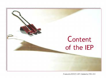 PPT – Content of the IEP PowerPoint presentation | free to download ...