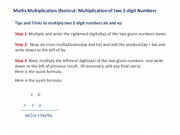 PPT – Maths multiplication shortcut to multiply two any 2-digit numbers ...