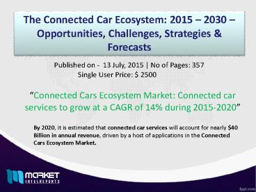 PPT – Connected Cars Ecosystem Market: automotive industry hugely ...