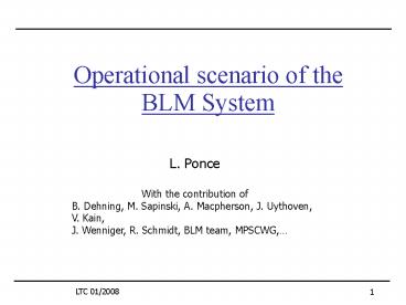Operational scenario of the BLM System presentation | free to download