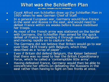 What was the Schlieffen Plan BBC - History - The Western Front, 1914 ...