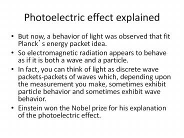 PPT – PHOTOELECTRIC EFFECT PowerPoint presentation | free to download ...