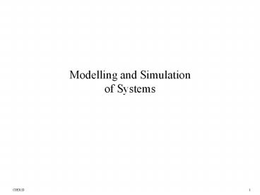 PPT – Modelling and Simulation of Systems PowerPoint presentation ...