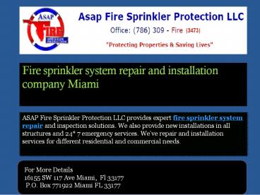 PPT – Fire sprinkler installation company miami PowerPoint presentation ...