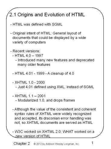 PPT – 2.1 Origins and Evolution of HTML PowerPoint presentation | free ...