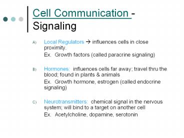 PPT – Cell Communication - Signaling PowerPoint presentation | free to ...