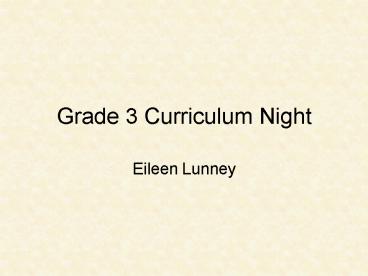 Grade 3 Curriculum Night presentation | free to view