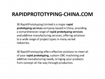 PPT – Rapid Prototyping Services PowerPoint presentation | free to download - id: 83a89f-ZGY4Z