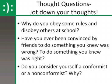 Thought Questions- Jot down your thoughts! presentation | free to download