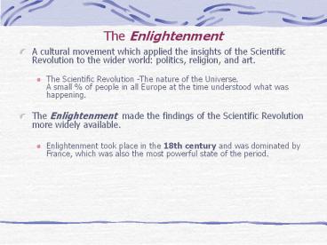 PPT – The Enlightenment PowerPoint presentation | free to view - id ...