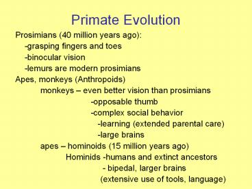 Primate Evolution presentation | free to view