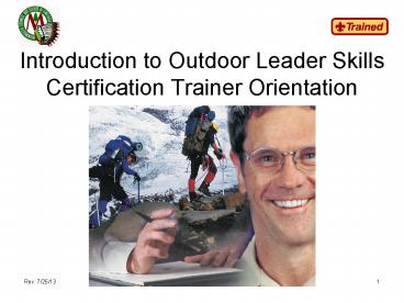 Introduction to Outdoor Leader Skills Certification Trainer Orientation ...