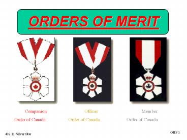 PPT – ORDERS OF MERIT PowerPoint presentation | free to download - id ...