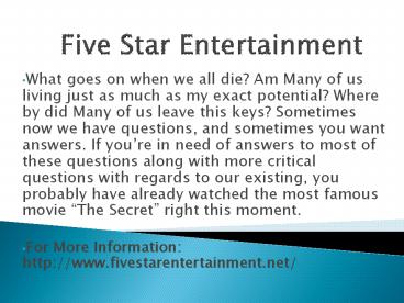 PPT – Five Star Entertainment PowerPoint presentation | free to ...