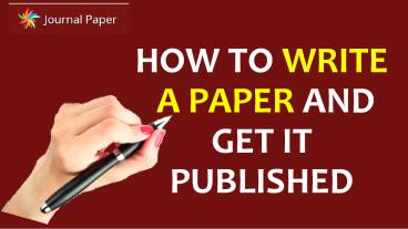 How to write a paper presentation | free to download