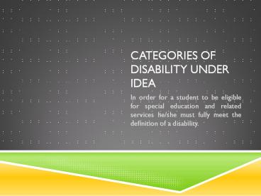 Categories of Disability Under IDEA presentation | free to download