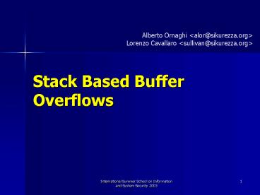 PPT – Stack Based Buffer Overflows PowerPoint presentation | free to ...