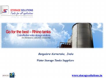 Water Storage Tanks Suppliers presentation | free to download