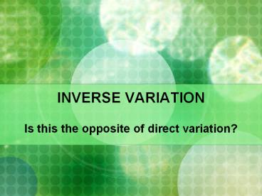 INVERSE VARIATION presentation | free to view