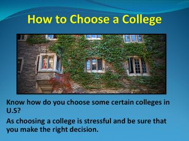 How to Choose a College presentation | free to download