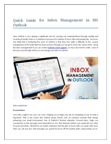 Guide for Inbox Management in Outlook presentation | free to download