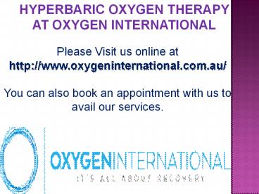 Hyperbaric Oxygen Therapy presentation | free to download