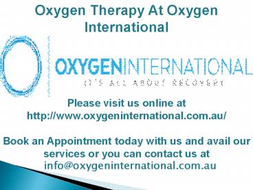 PPT – Oxygen Therapy PowerPoint presentation | free to download - id ...