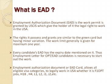 Employment Authorization Document (How to apply for EAD?) presentation ...