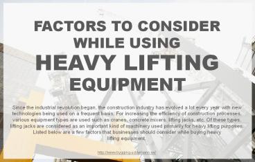 The Importance Of Good Quality Heavy Lifting Equipment In Construction ...