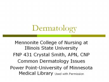 Dermatology presentation | free to view
