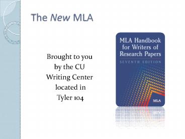 The New MLA presentation | free to view