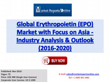 2020 Global Erythropoietin Market (EPO) Research Report presentation ...
