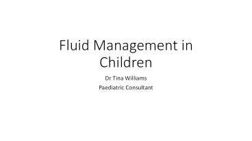 Management of Fluids in Children - Nurses presentation | free to download