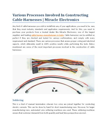 PPT – Various Processes Involved In Constructing Cable Harnesses ...