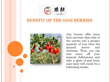 Benefit of the Goji Berries - Berrygoji.com presentation | free to download