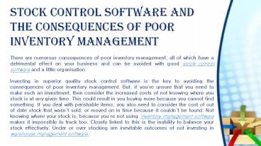 Stock Control Software And The Consequences Of Poor Inventory ...